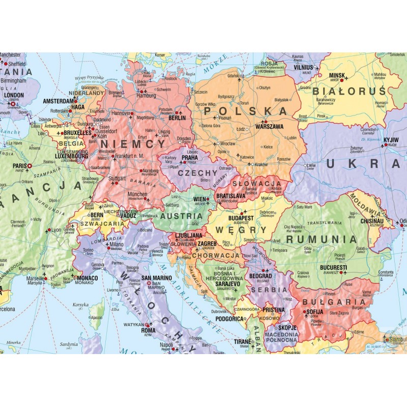 Mapa polityczna Europy (2023) - mapa ścienna - Cezas
