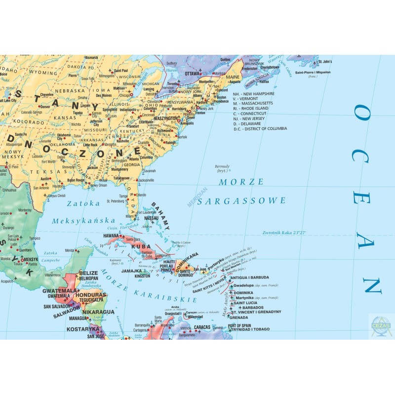 Mapa polityczna świata - mapa ścienna - Cezas